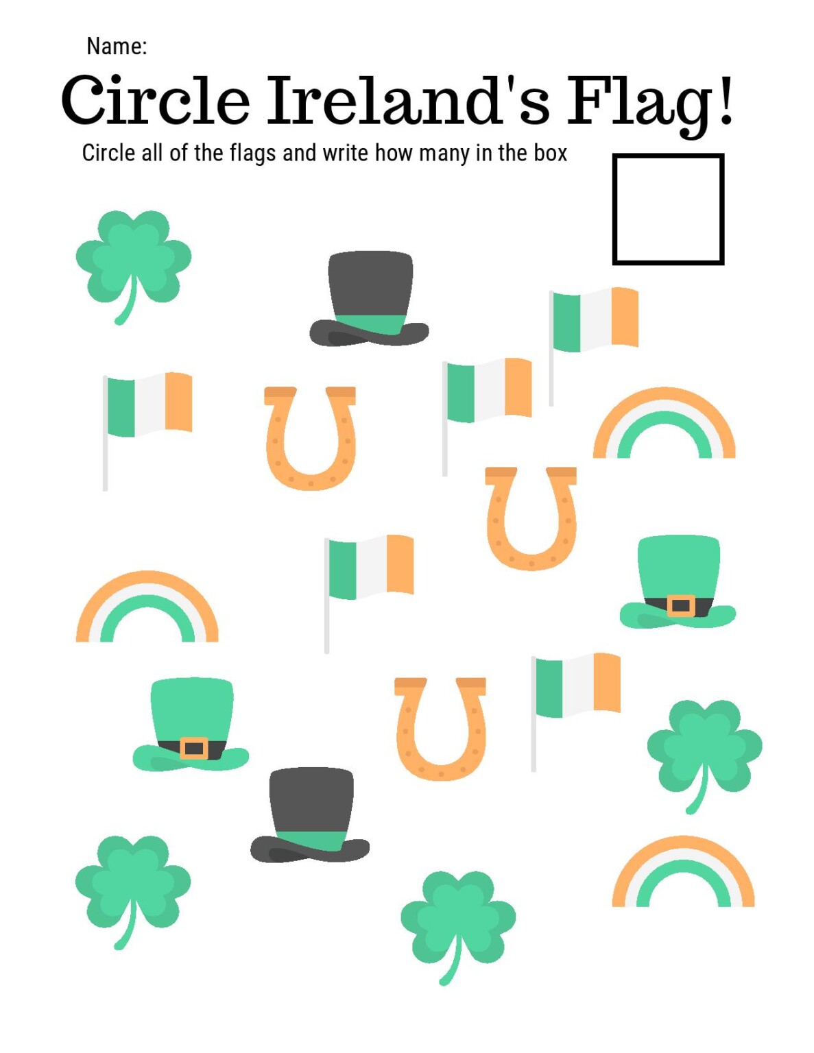 Symbols of Ireland Preschool Activity Worksheets