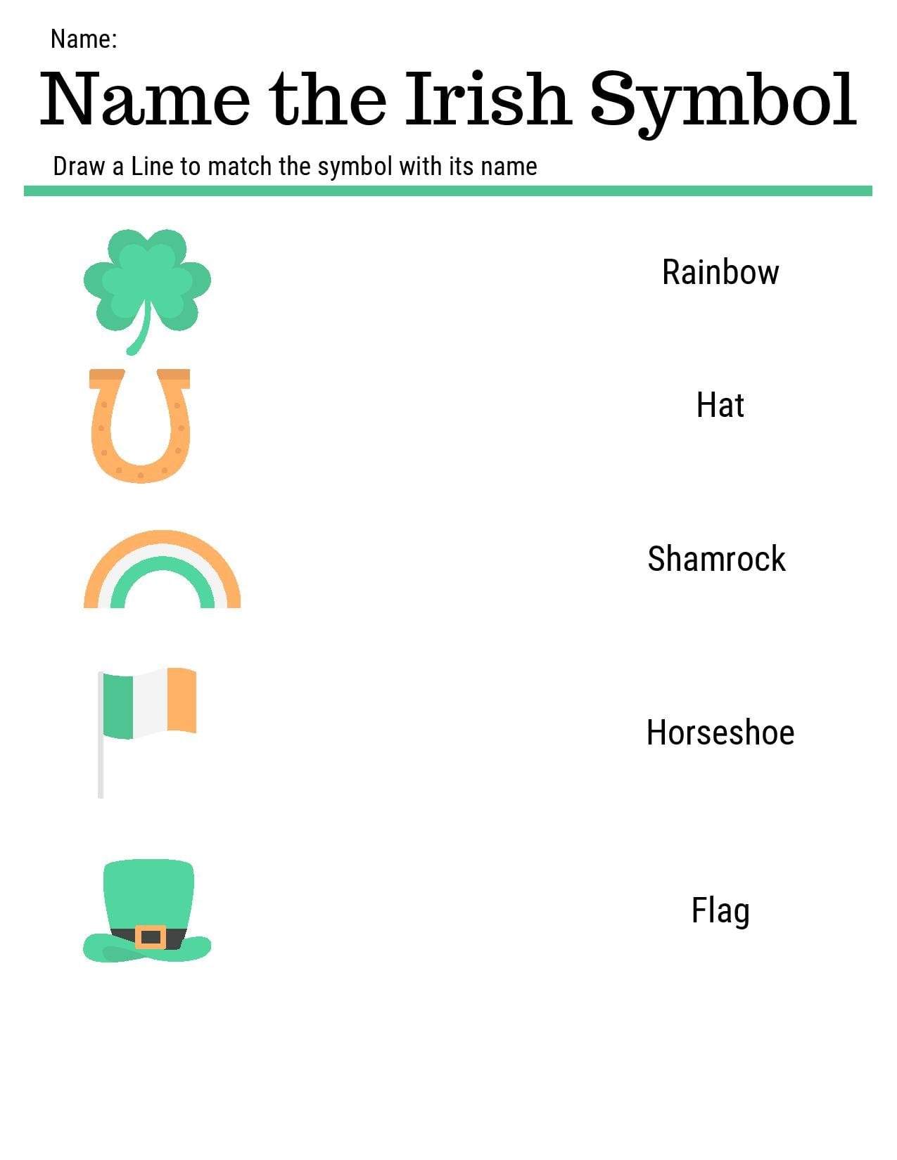 Symbols of Ireland Preschool Activity Worksheets