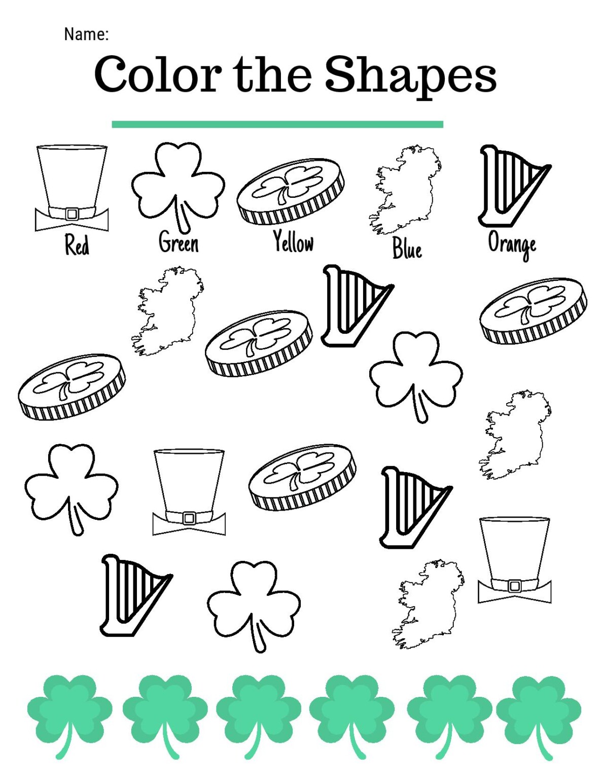 Symbols of Ireland Preschool Activity Worksheets