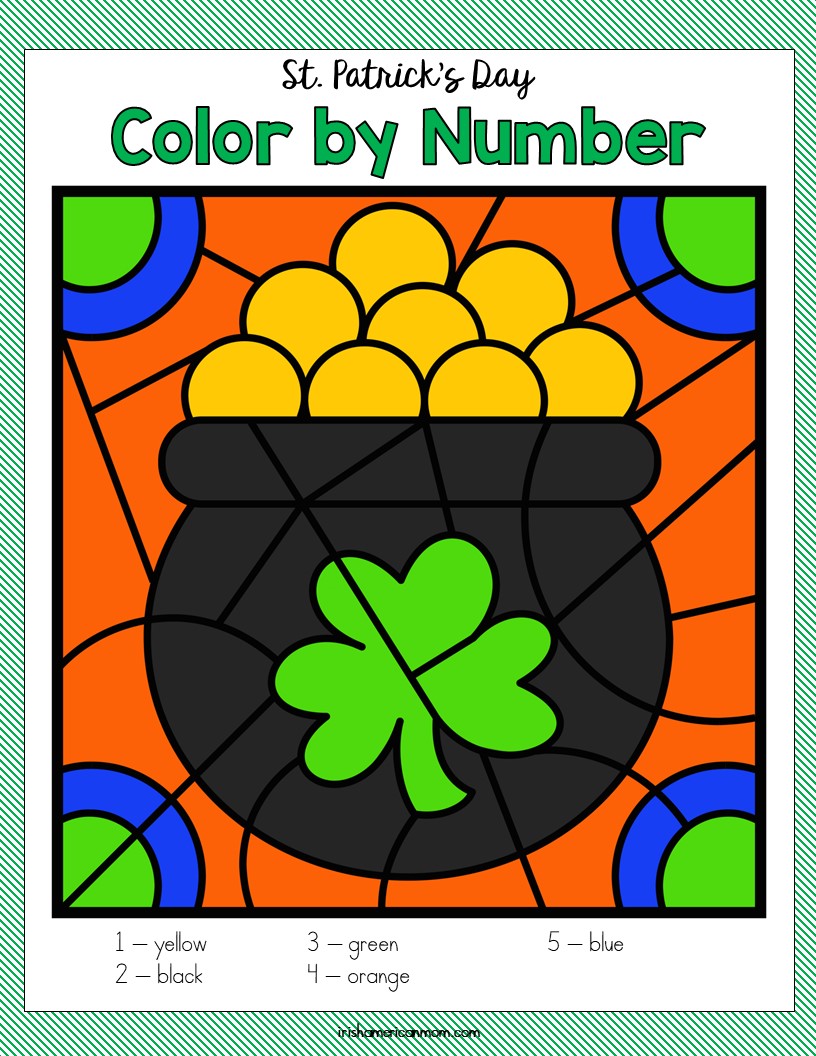 Irish Themed Color By Number Pages
