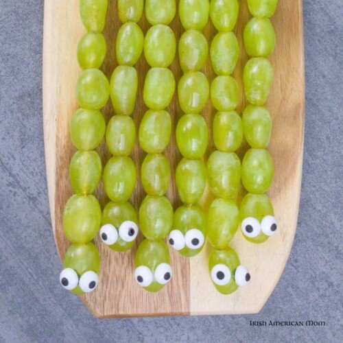 Green Grape Snake Snacks For Celebrating Saint Patrick's Day