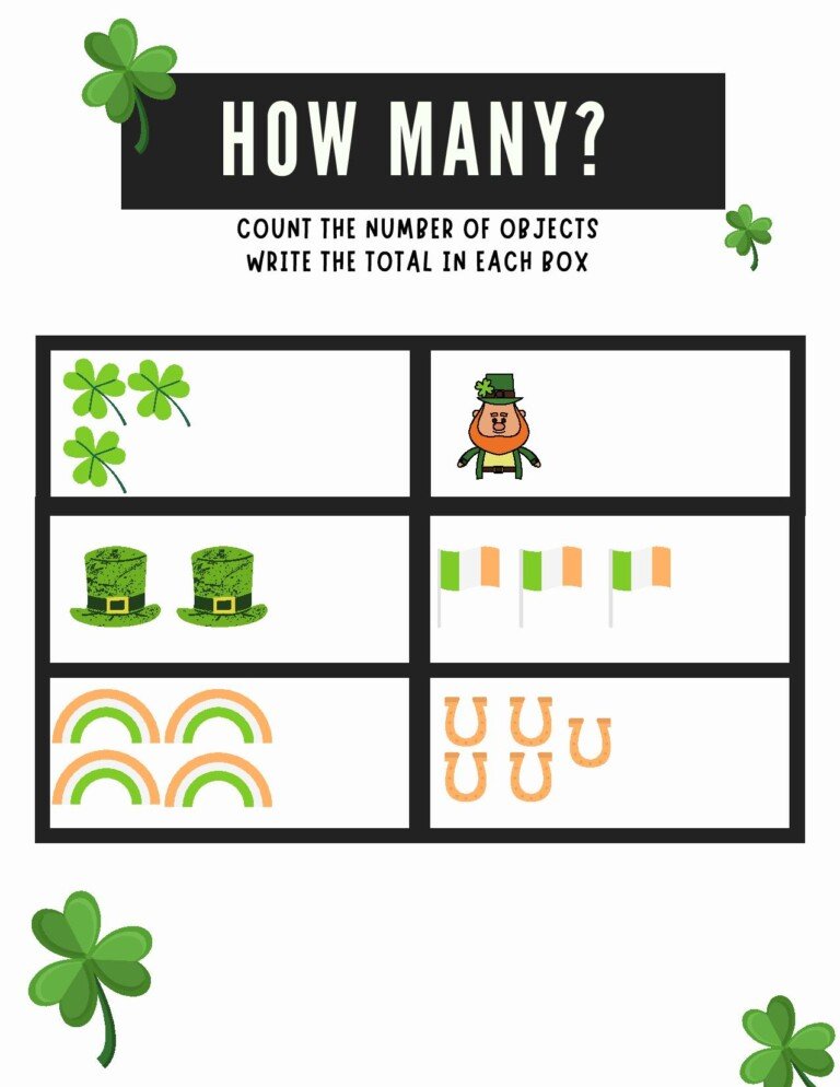 Learning With Shamrocks Irish Themed Preschool Worksheets