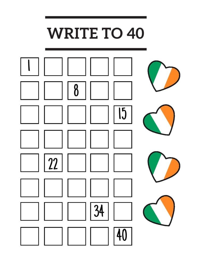 Irish Hearts Learning Sheets For Preschoolers