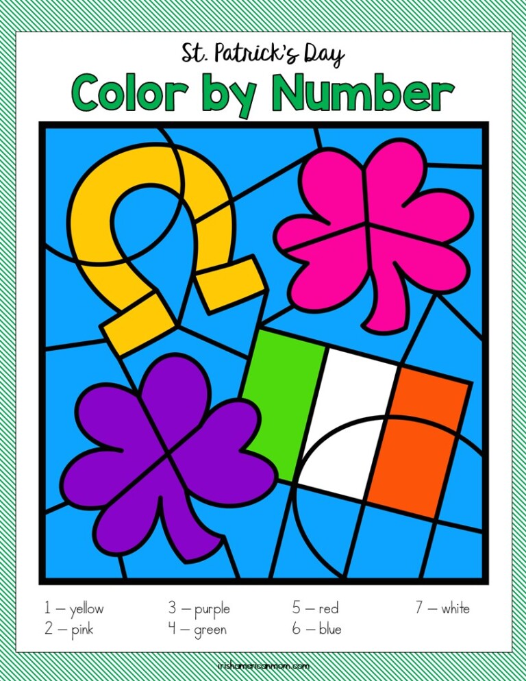 Irish Themed Color By Number Pages