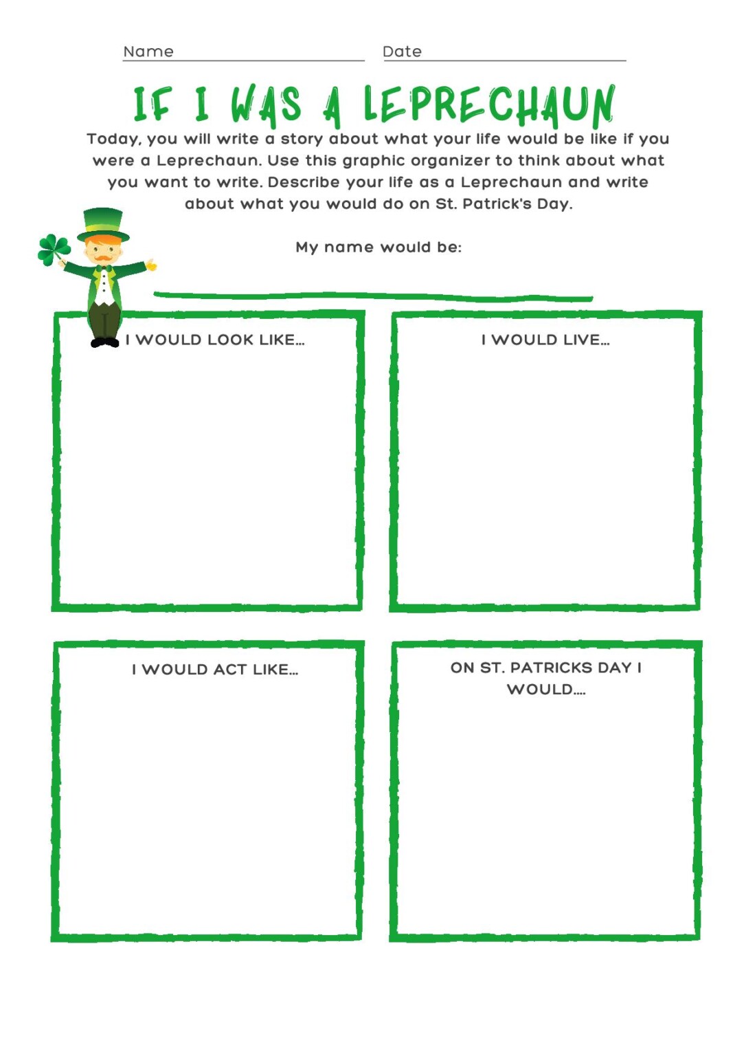 If I Was A Leprechaun Writing Pack For Kids