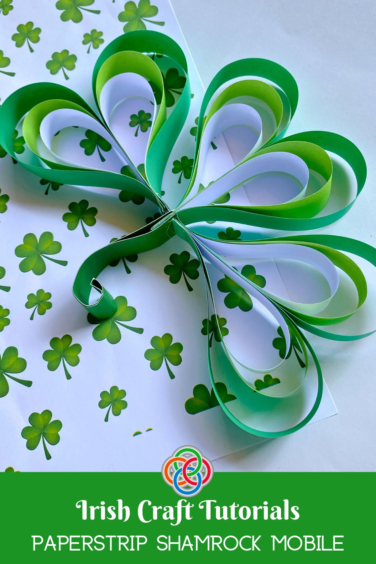 Paper Strip Shamrock Mobile Craft with Printable Tutorial