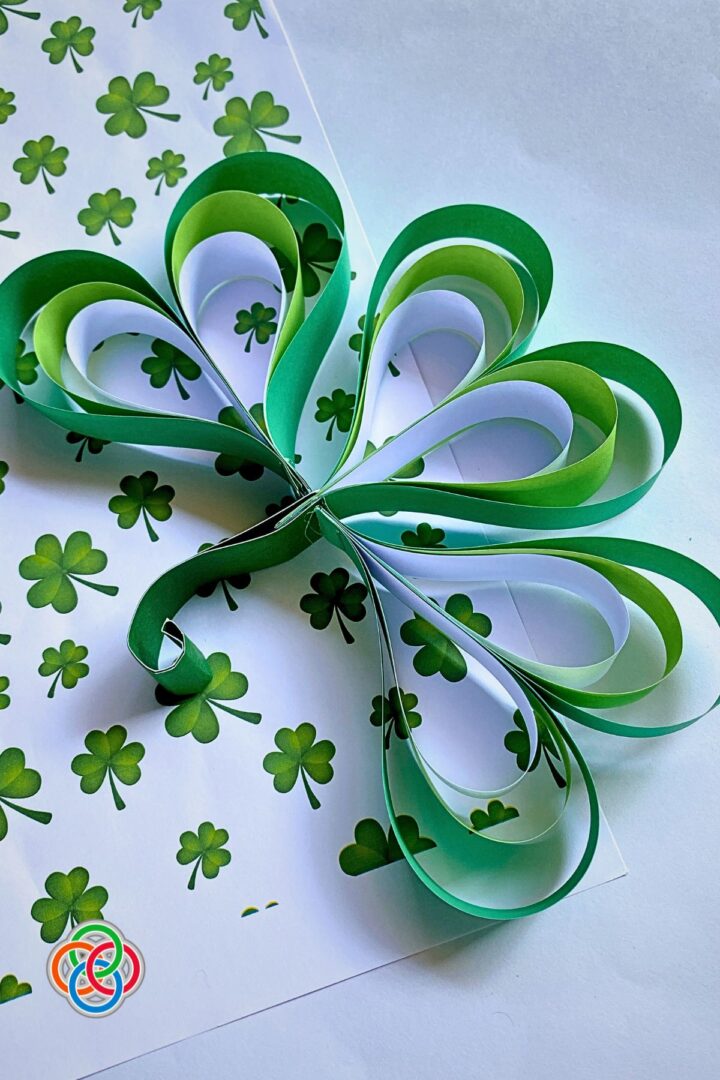 Paper Strip Shamrock Mobile Craft with Printable Tutorial